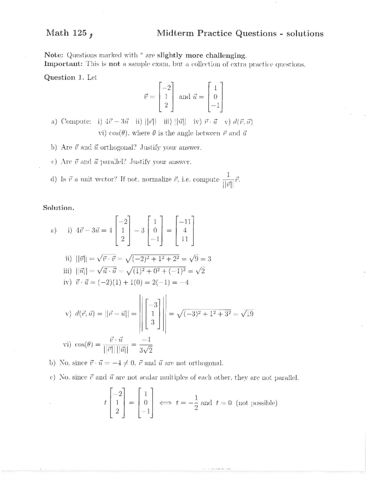 Midterm Practice Questions-Solutions - Math125 - Studocu