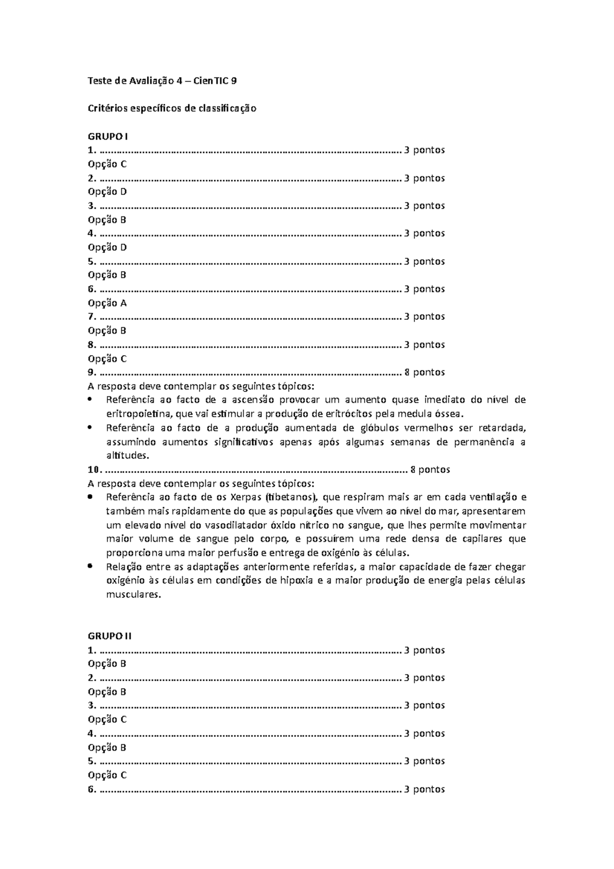 Cien TIC 9 Teste 4 CC - Ficha Ciencias9 - Teste de Avaliação 4 ...