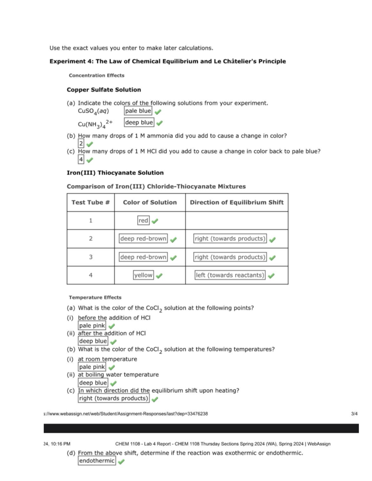 Chem lab 1108 lab 4 - Use the exact values you enter to make later ...