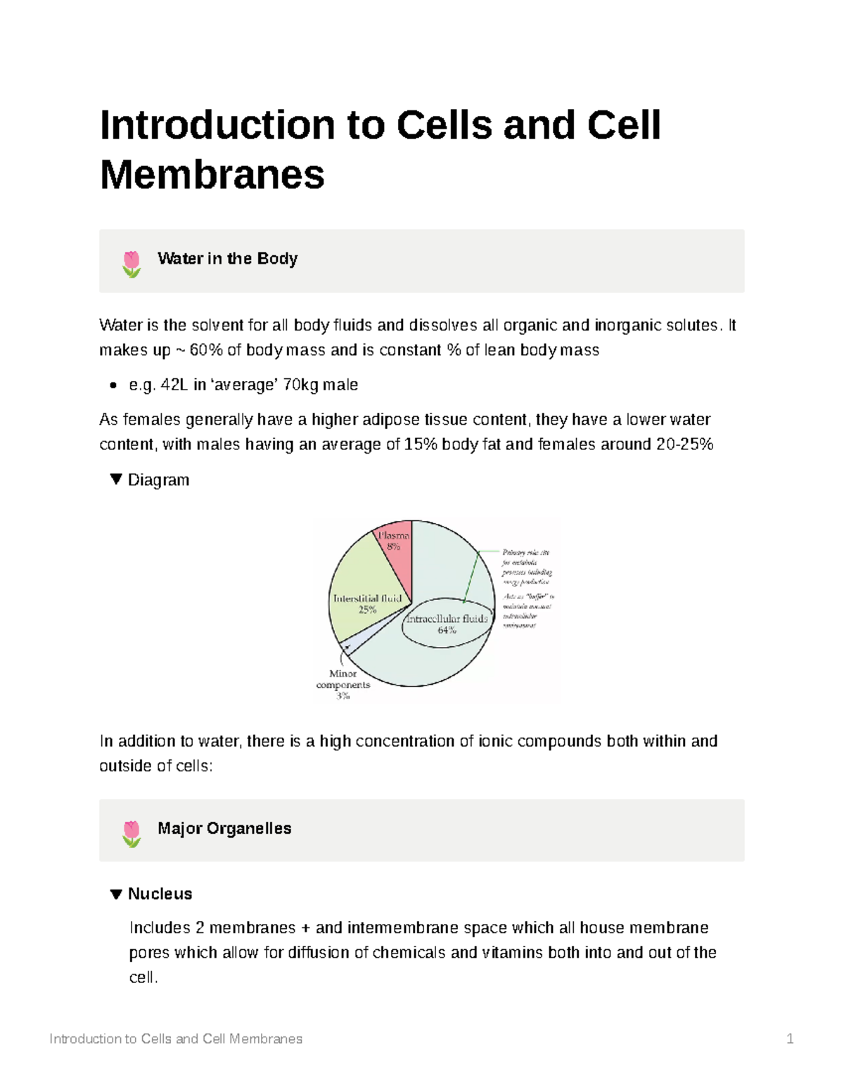 W1 Notes - Introduction to Cells - Introduction to Cells and Cell ...