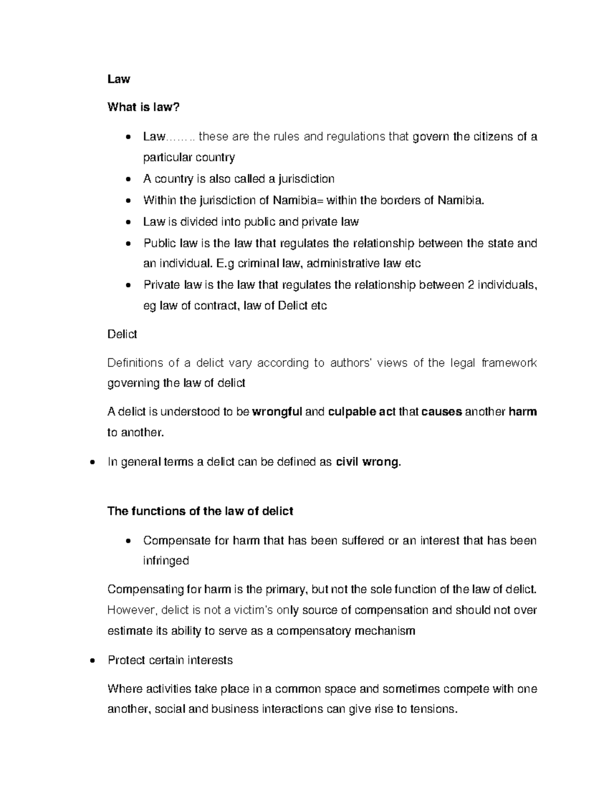 Lesson 1 - Delict - Law What is law? Law........ these are the rules ...