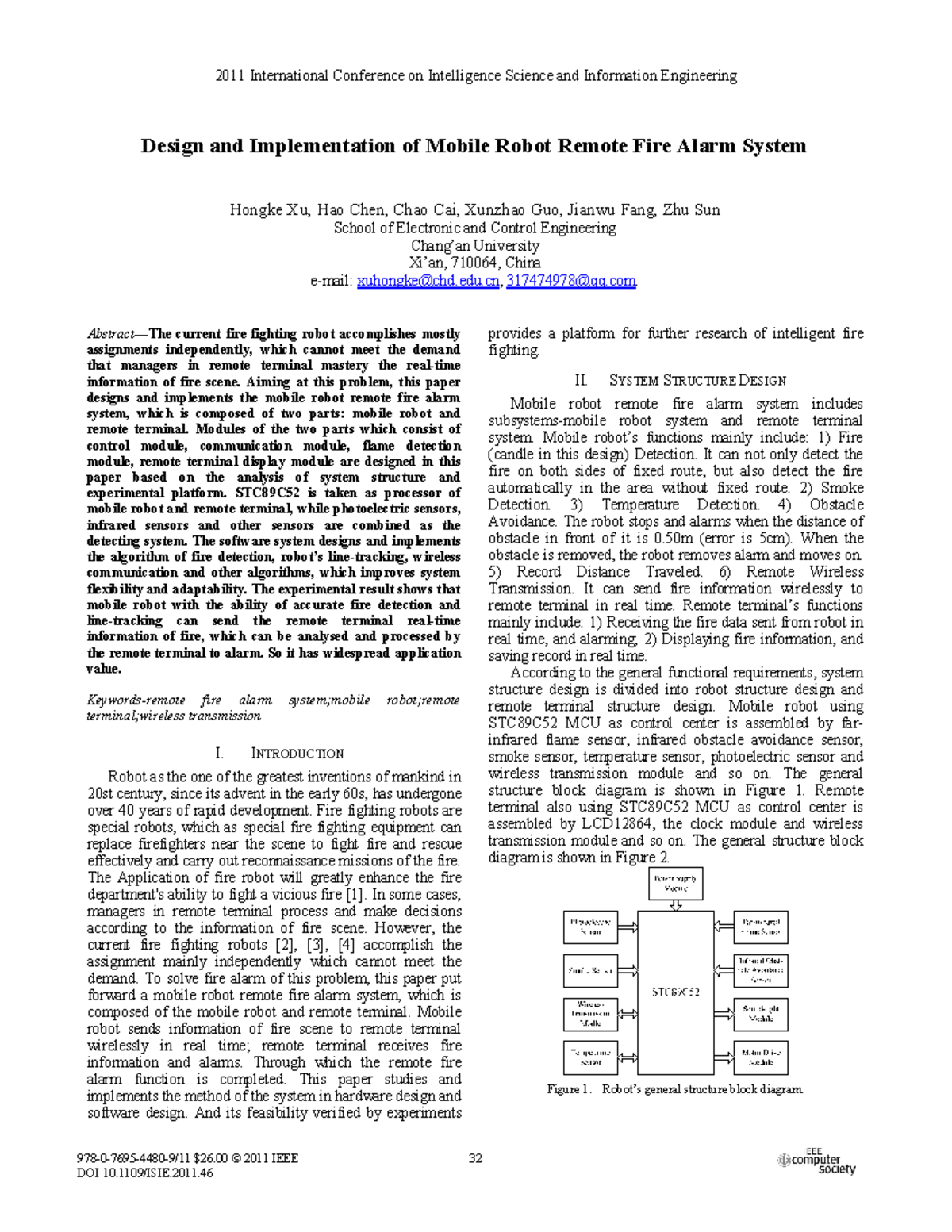 Design and Implementation of Mobile Robot Remote Fire Alarm System ...