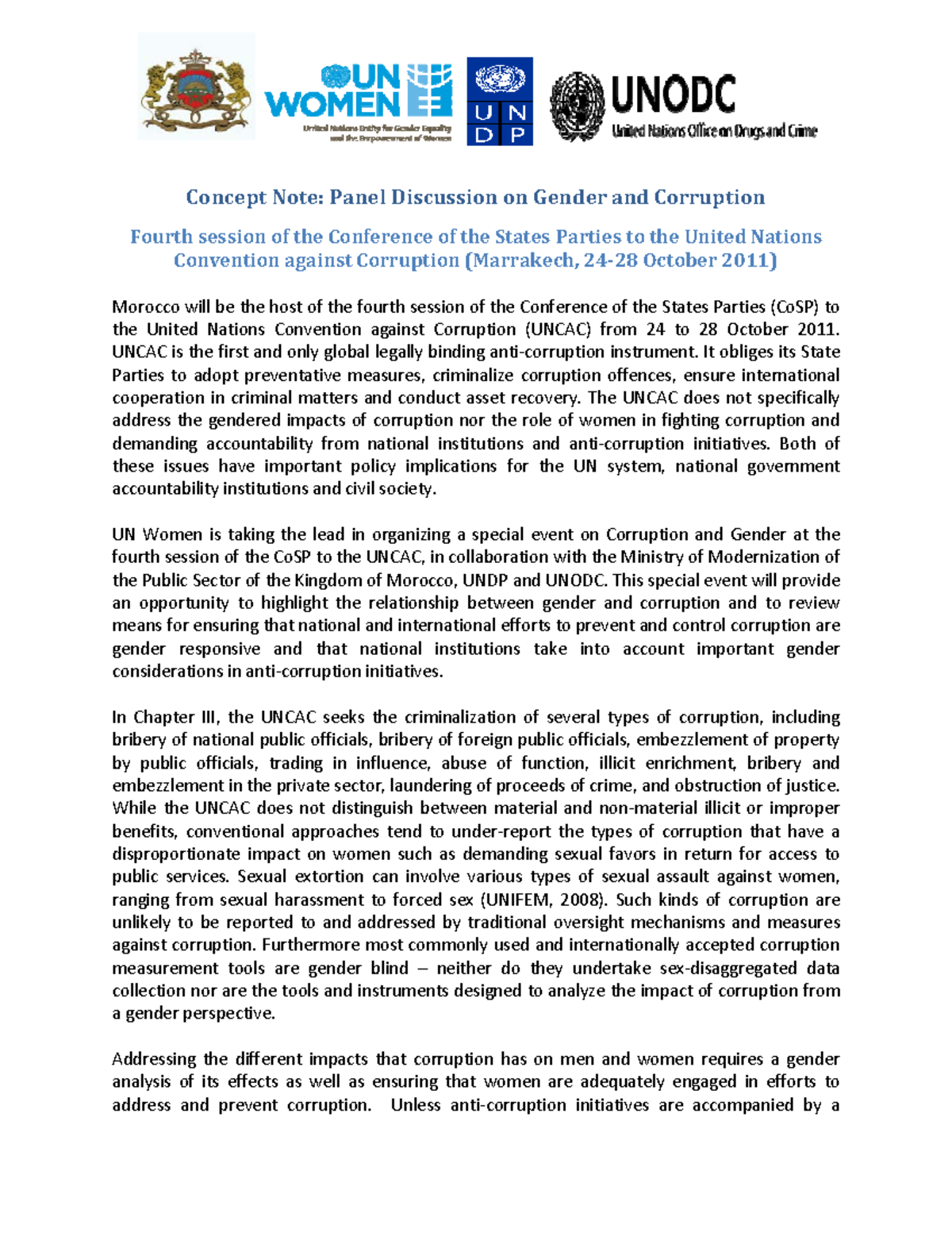 Final - Concept note UN Women - Co SP4 - Concept Note: Panel Discussion ...
