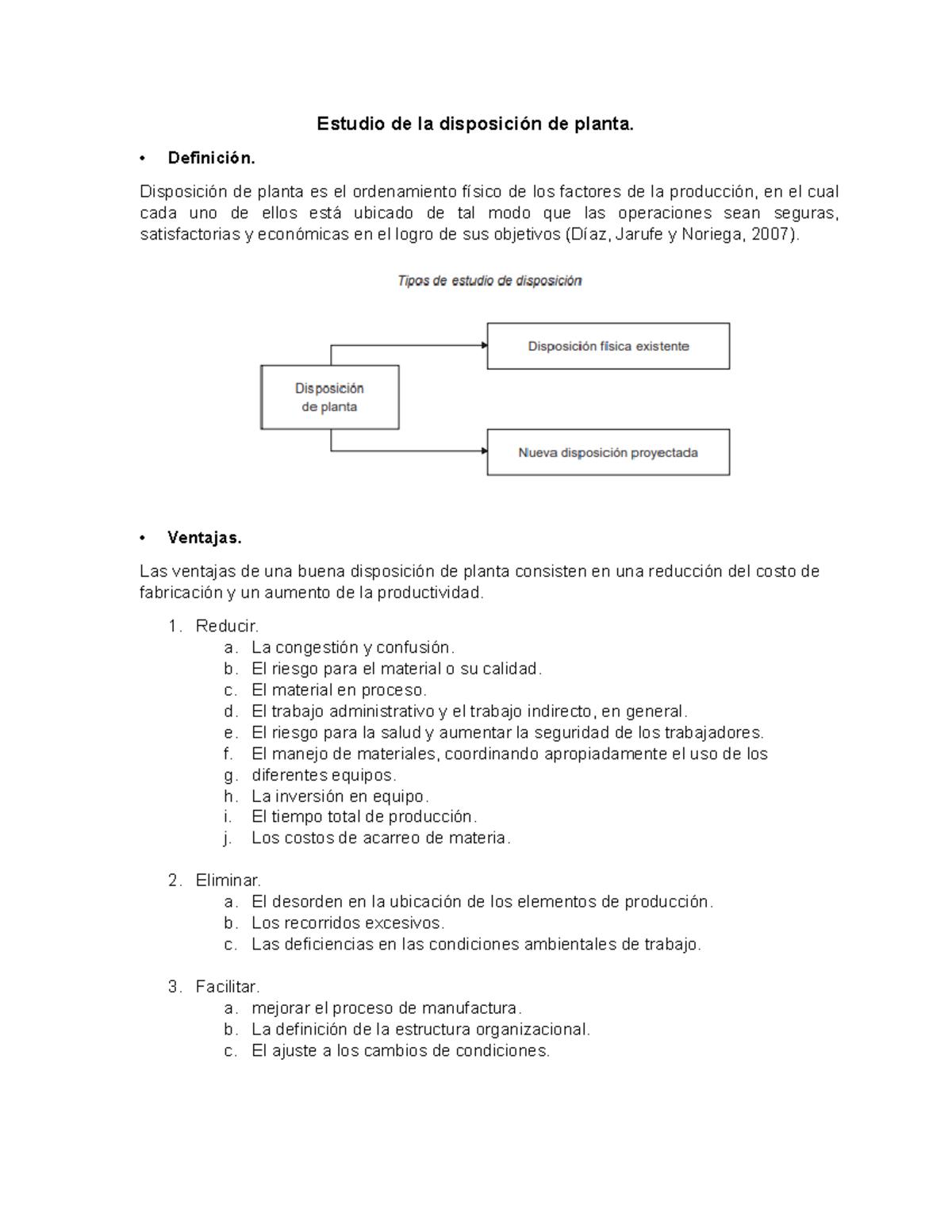 Estudio de la disposición de planta - •Definición. Disposición de ...