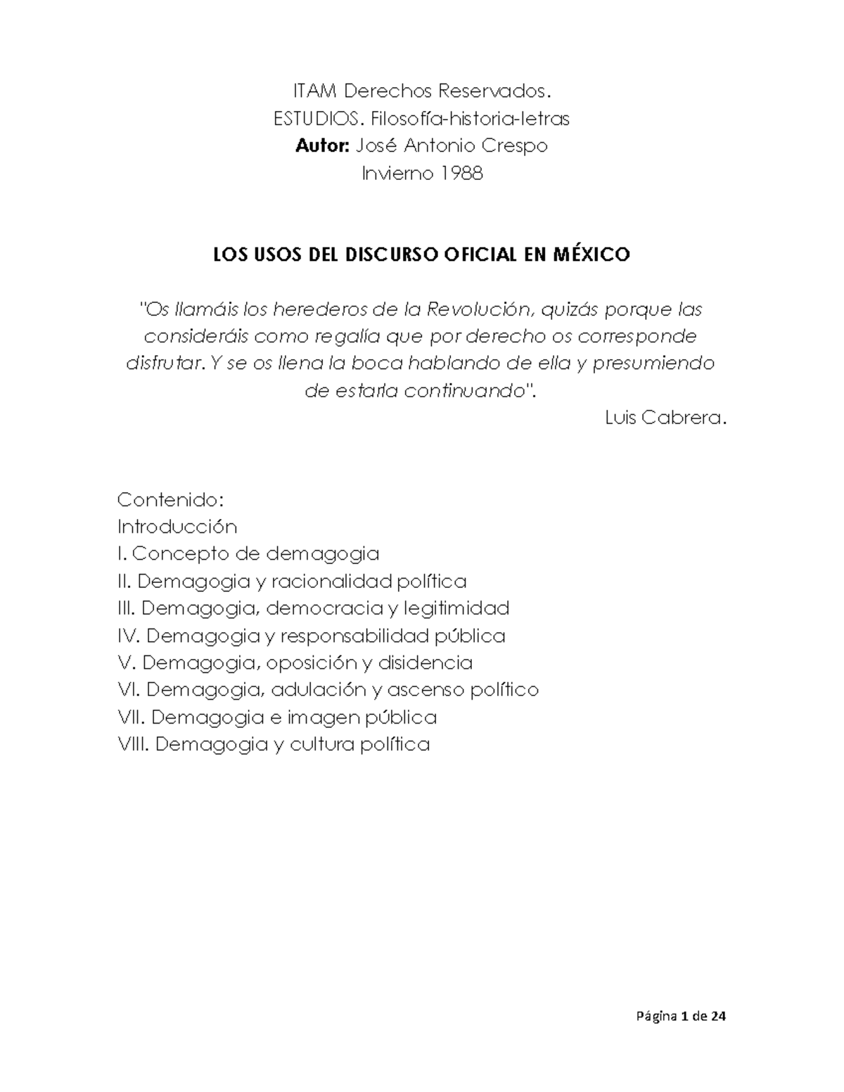 3.- Concepto de Demagogia - ITAM Derechos Reservados. ESTUDIOS ...