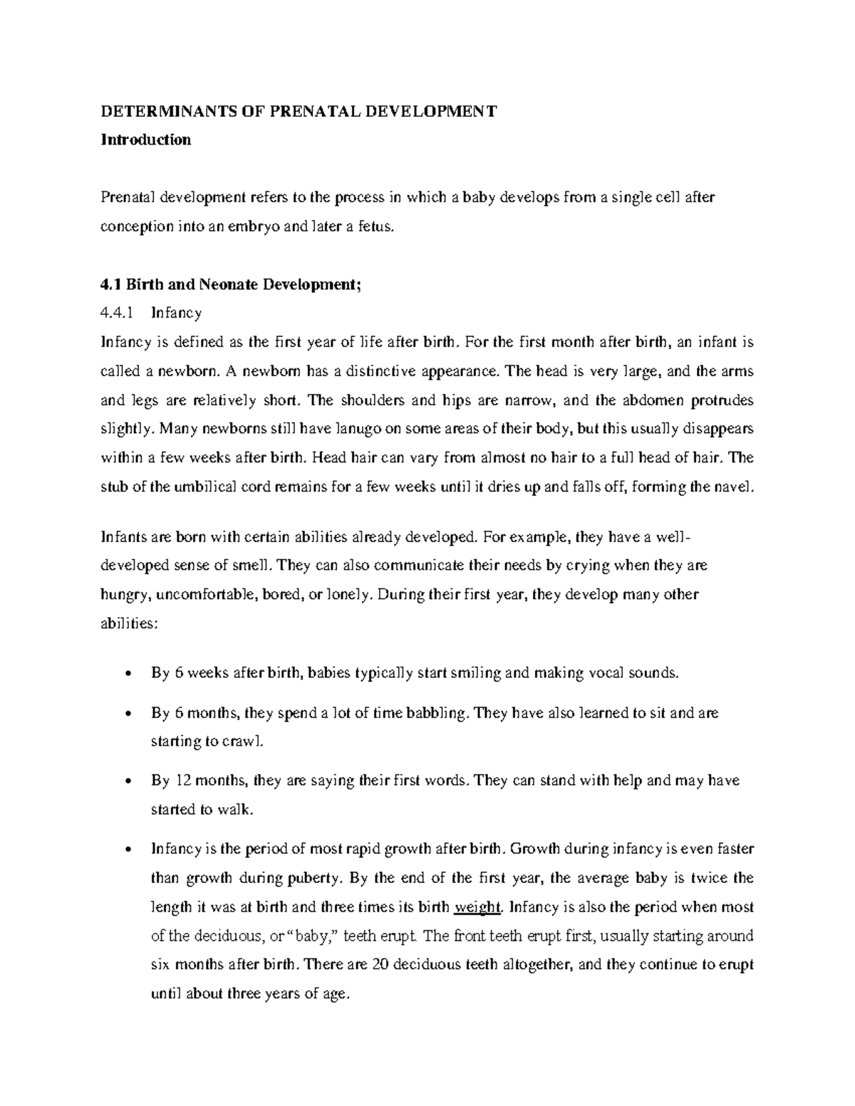 Teachers Roles IN Classroom, Curriculum - DETERMINANTS OF PRENATAL ...