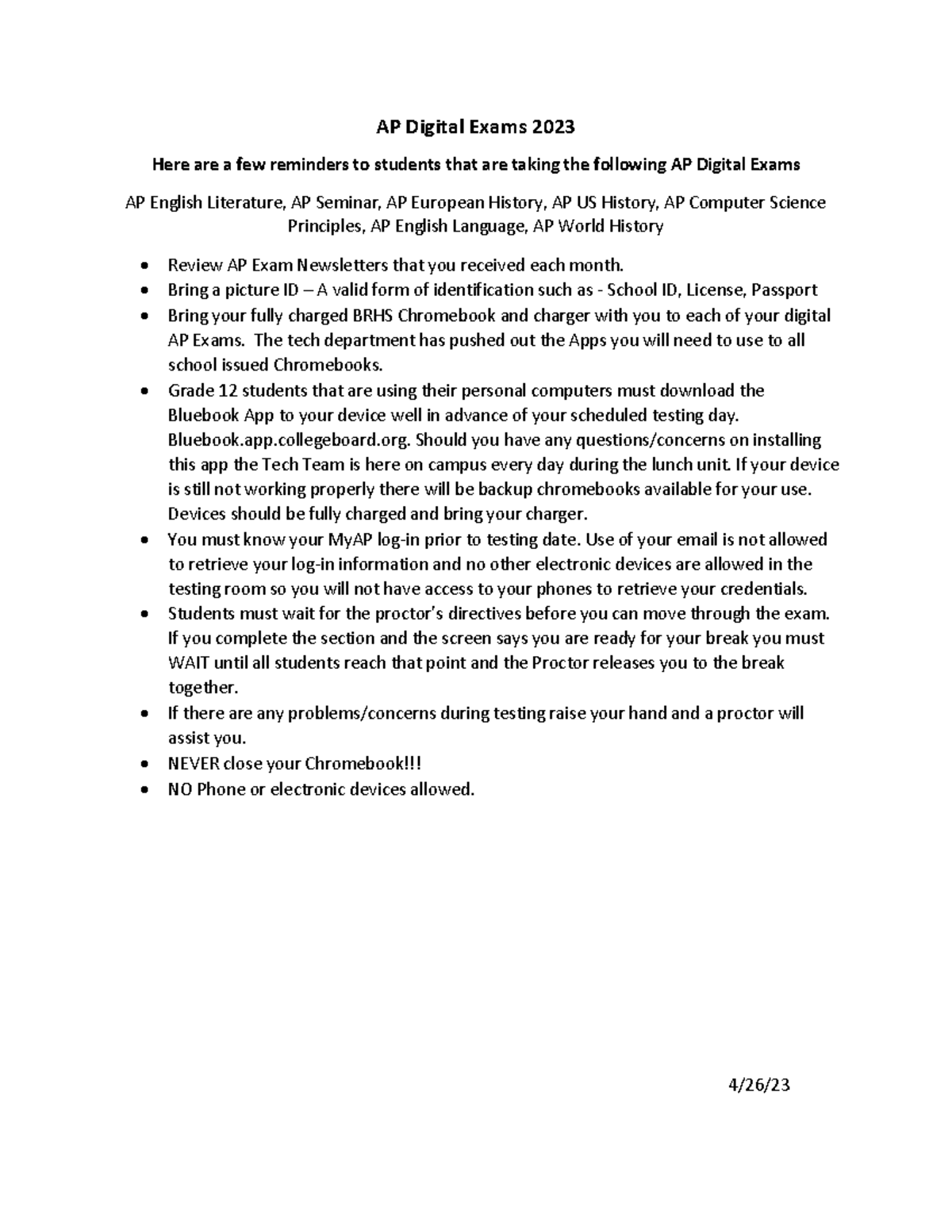 2023 Digital Exam Reminder - AP Digital Exams 2023 Here are a few ...