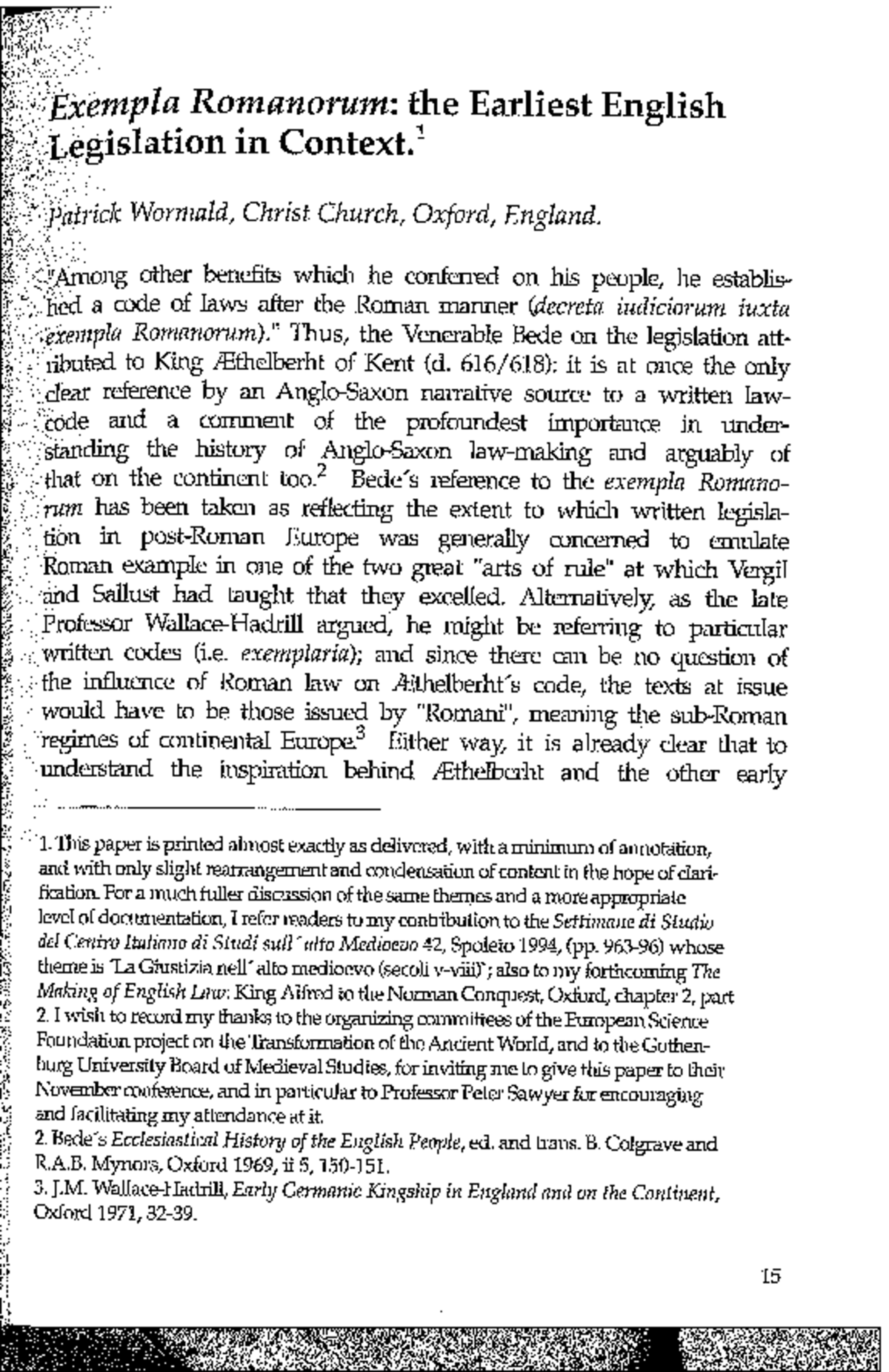 Wormald - Exempla Romanorum - The Earliest English Legislation in ...
