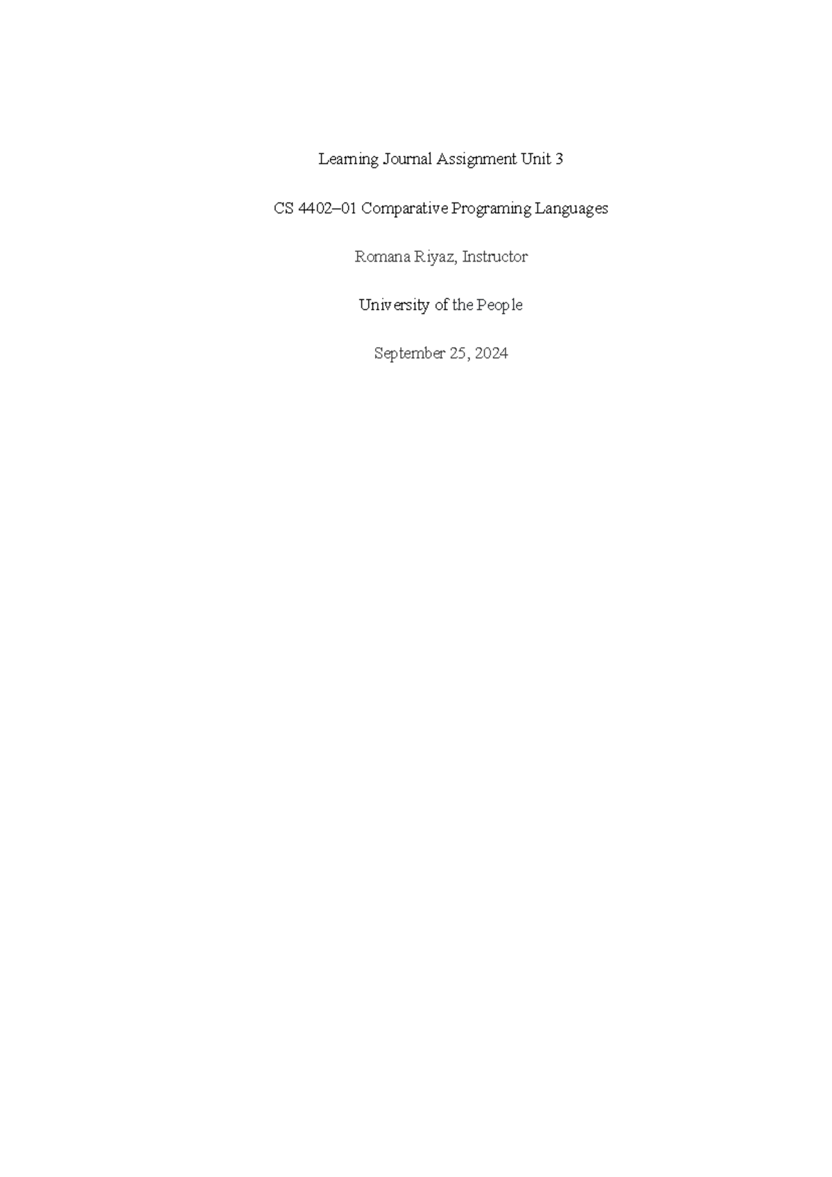 CS 4402 Learning Journal Assignment Unit 3 - Learning Journal ...