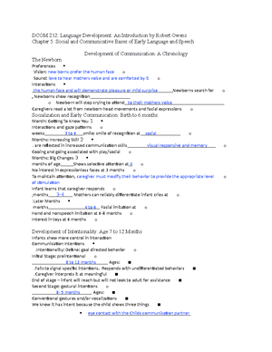 Chapter 8 Preschool Pragmatics and Semantics Text Outline - Student - DCOM 212: Language - Studocu