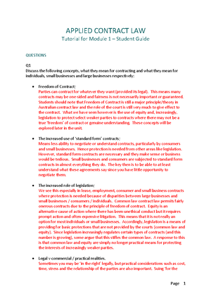 Module 3 - Tutorial - Student Guide - APPLIED CONTRACT LAW Tutorial for Module 3 – Student Guide ...