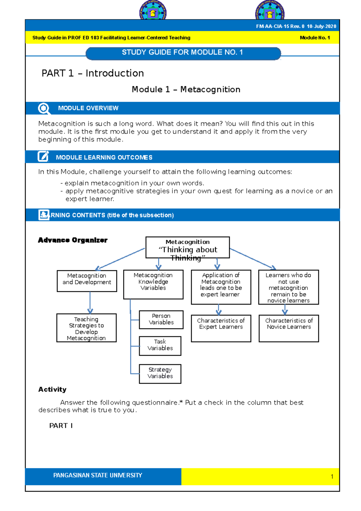 Facilitating Learner- Centered Teaching MODULES - Facilitating Learner ...