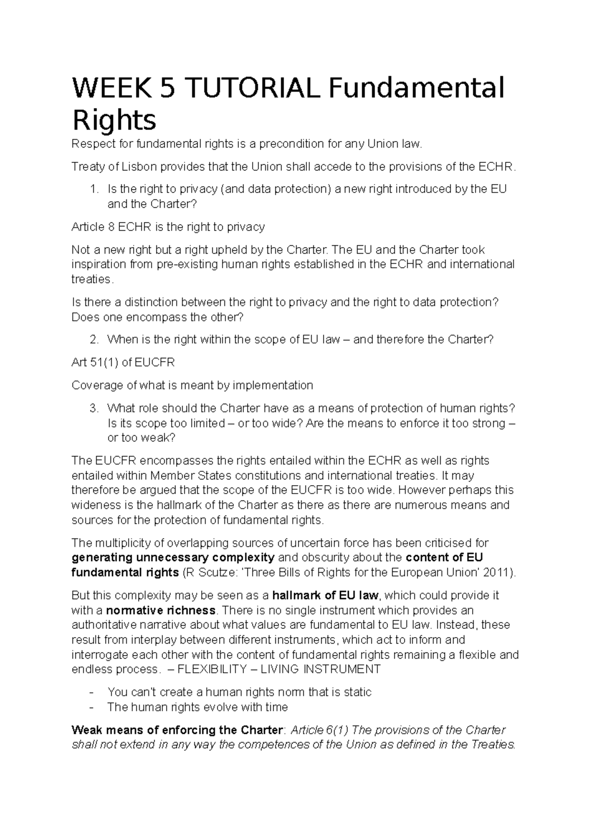 WEEK 5 Tutorial Fundamental Rights - WEEK 5 TUTORIAL Fundamental Rights ...