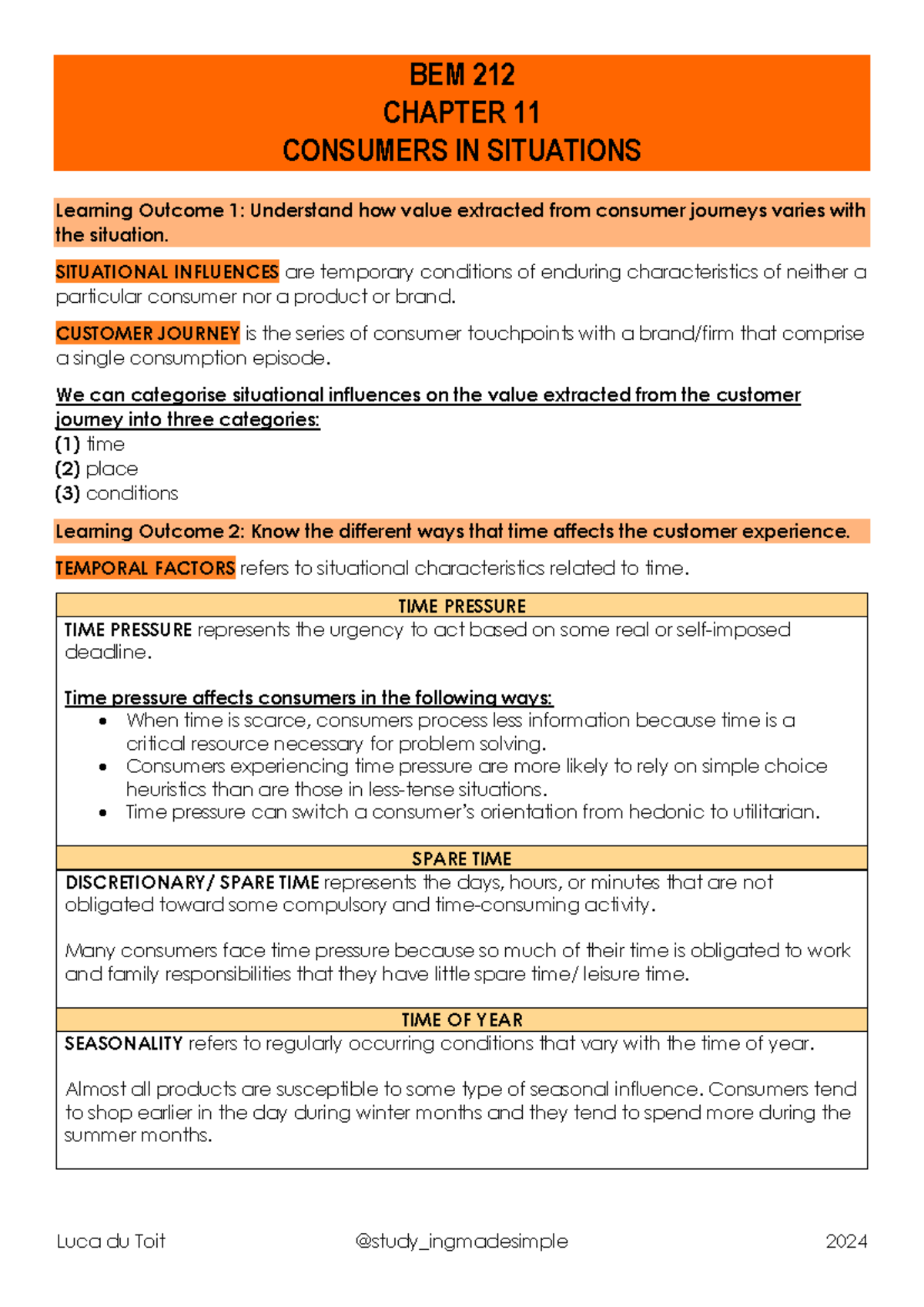 BEM 212 Chapter 11 - BEM 212 CHAPTER 11 CONSUMERS IN SITUATIONS Learning Outcome 1: Understand ...