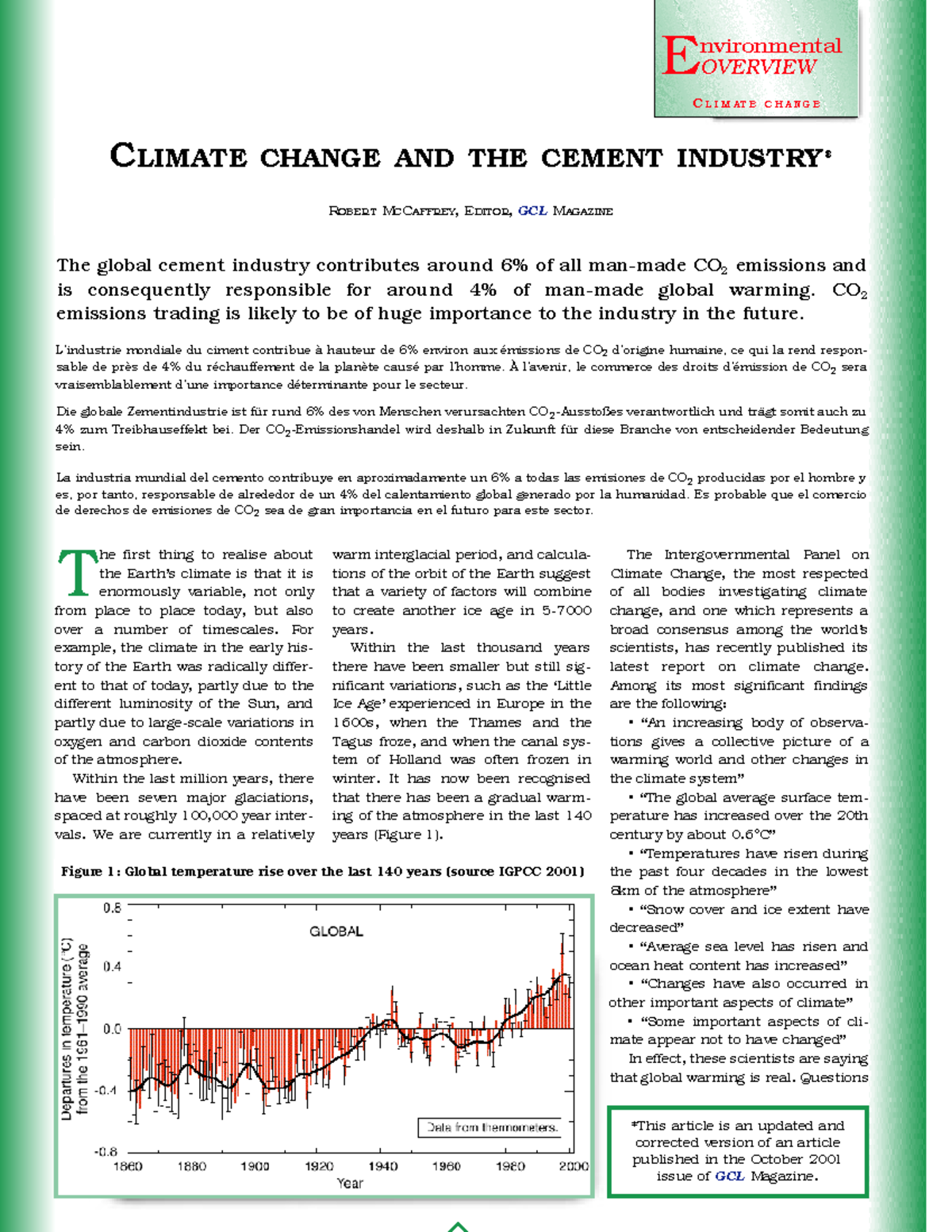 Climate change and the cement industry - T he first thing to realise ...