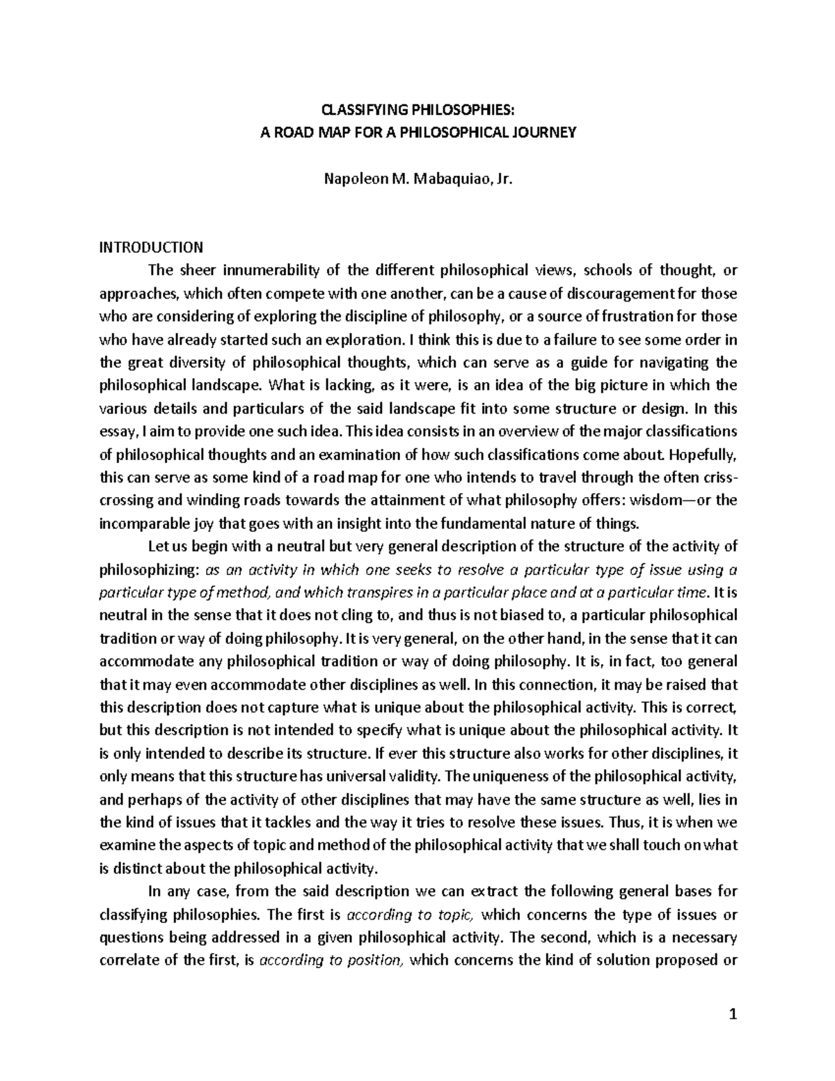 Classifying+Philosophies+by+Dr - CLASSIFYING PHILOSOPHIES: A ROAD MAP ...