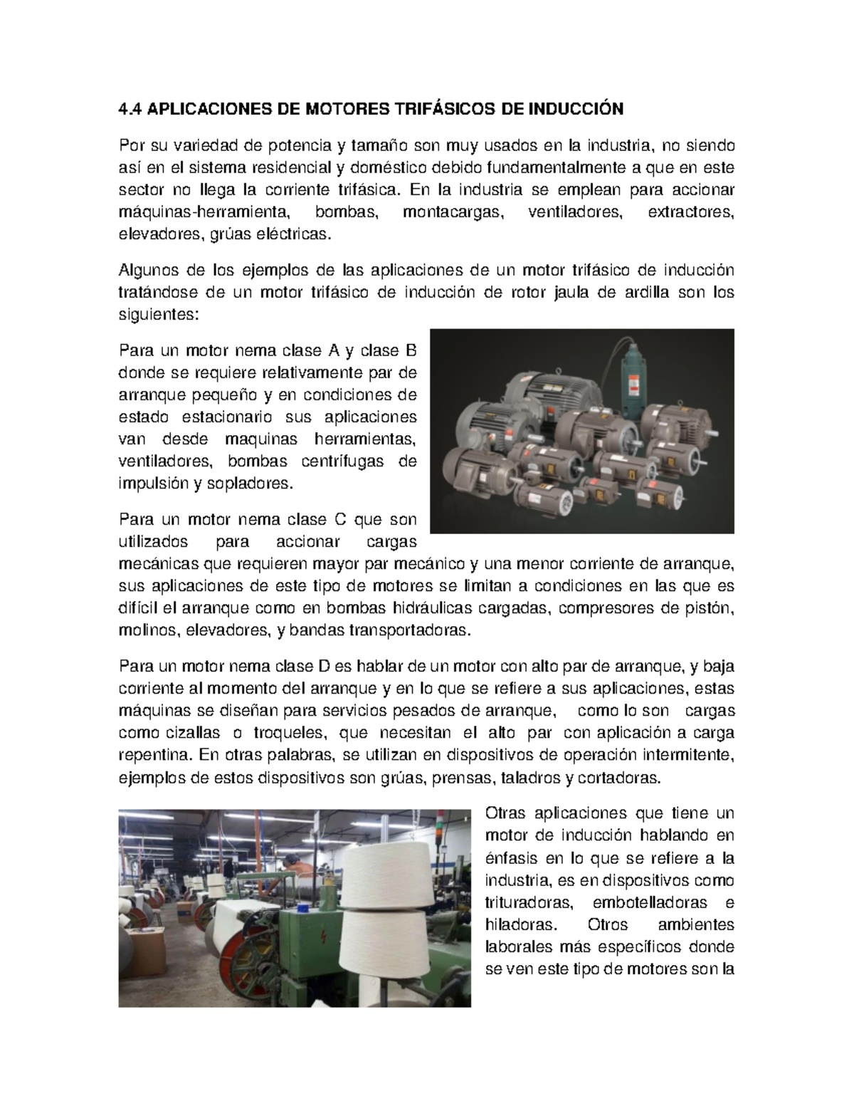 430783099 4 4 Aplicaciones de Motores de Induccion - 4 APLICACIONES DE MOTORES TRIFÁSICOS DE ...