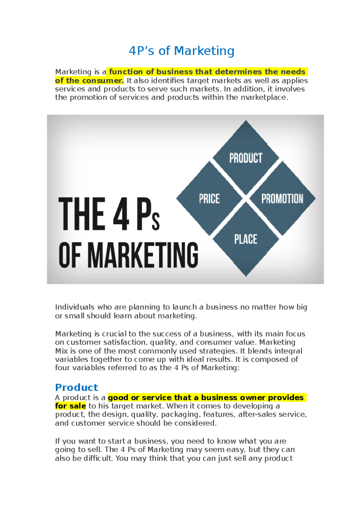 4P's of Marketing - Description and example of 4p - 4P’s of Marketing ...