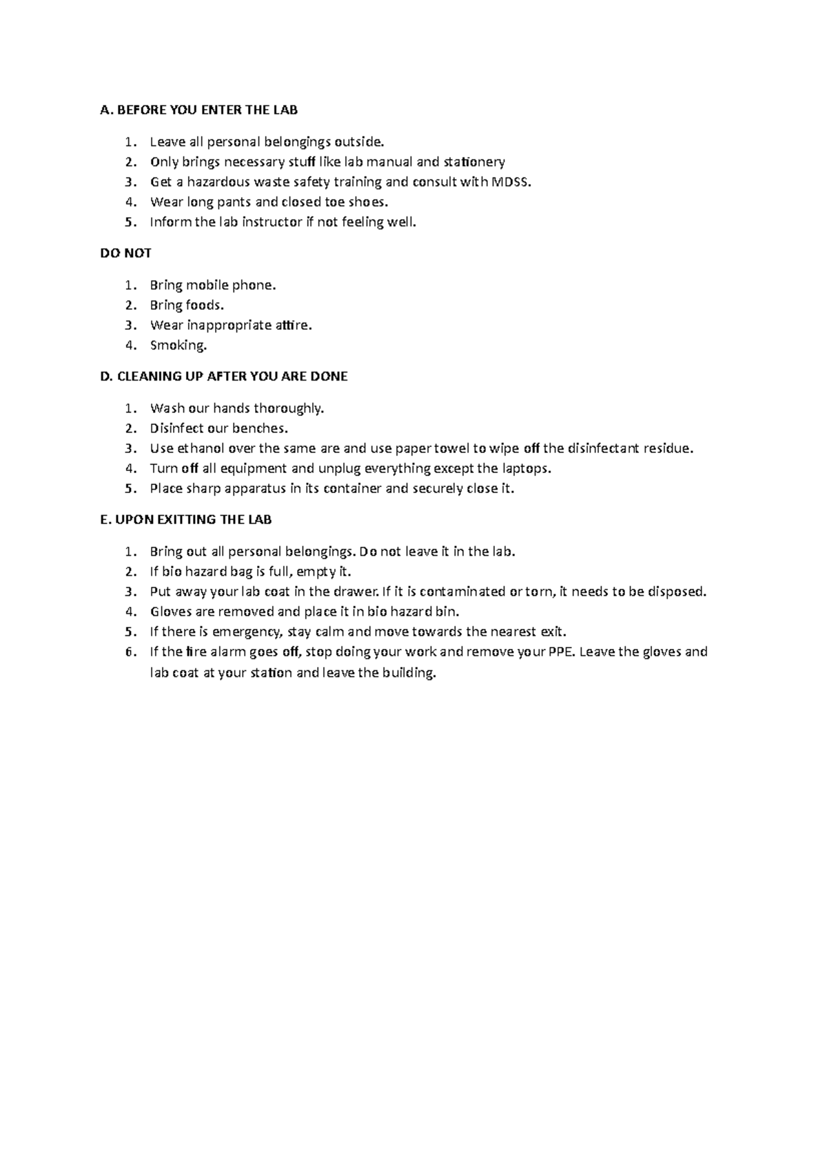 Group 3 - Good Microbial Practices - biorisk management - UiTM - Studocu