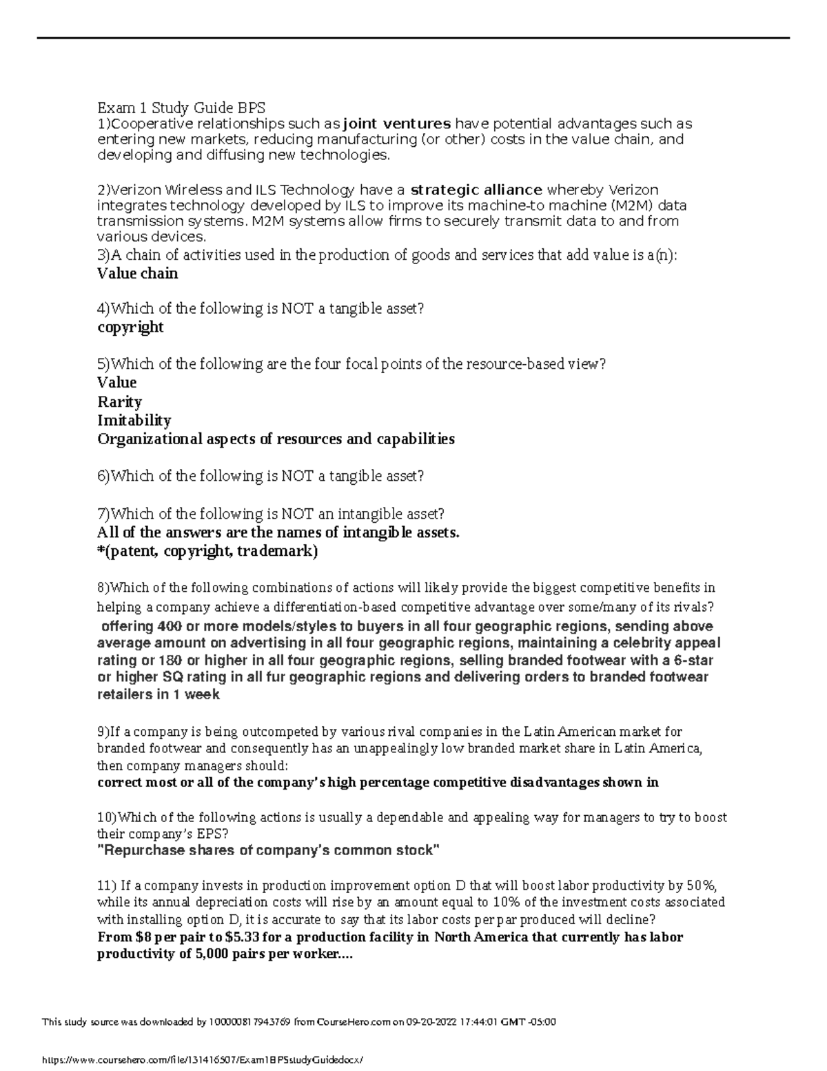 Exam1BPSstudy Guide - Exam 1 Study Guide BPS 1)Cooperative ...