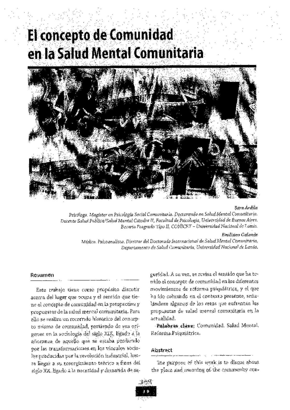 Ardila, S y Galende, E. El concepto de comunidad en la salud mental comunitaria - Diplomatura en ...