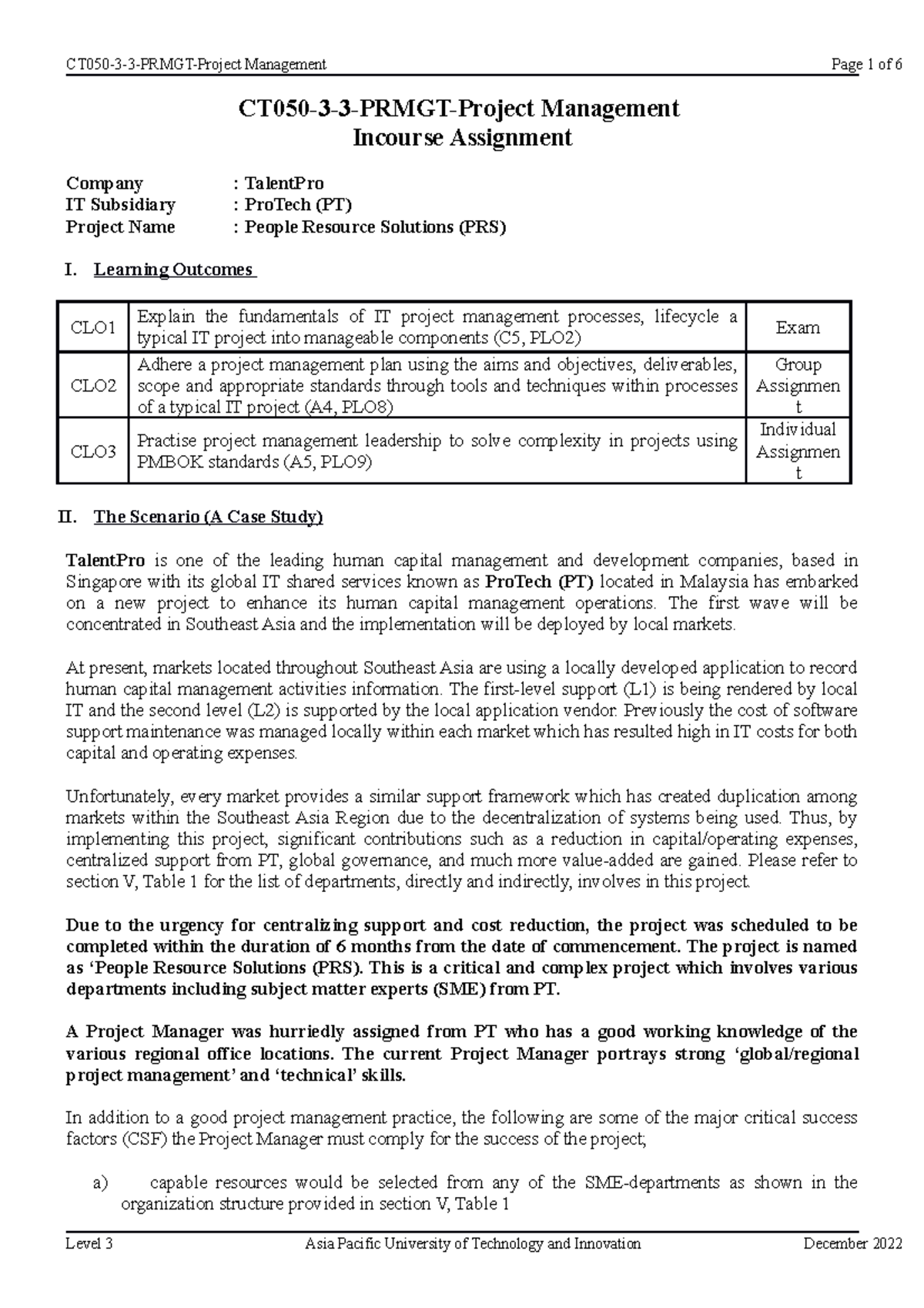 01 Prmgt Assignment Question Marking Scheme 122022 - CT050-3-3-PRMGT ...