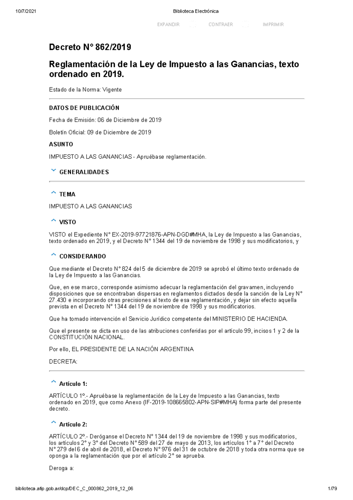 DR 862 2019 - dr 2019 - EXPANDIR CONTRAER IMPRIMIR Decreto N° 862 ...