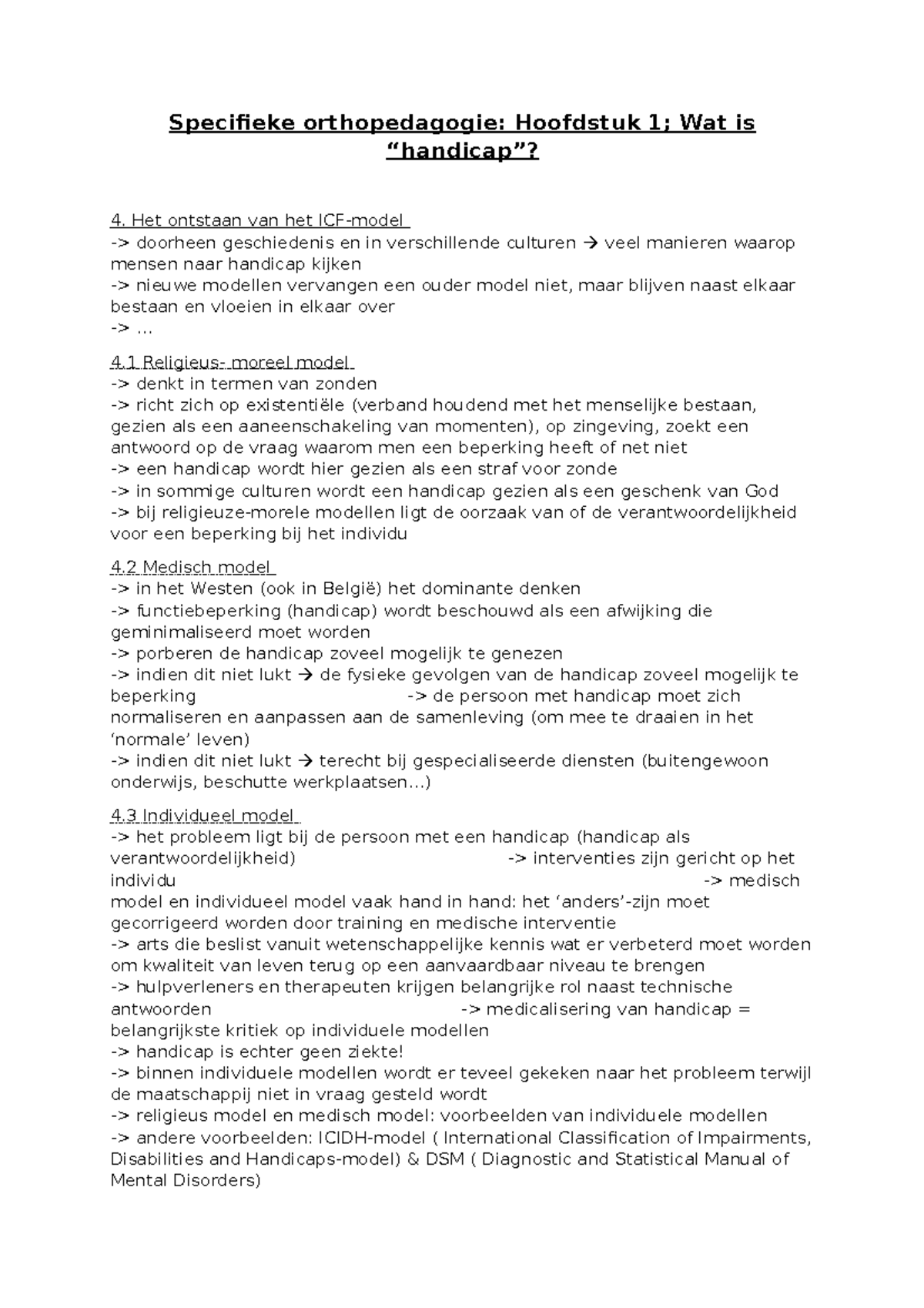 Specifieke orthopedagogie samenvatting - Specifieke orthopedagogie: Hoofdstuk 1; Wat is ...