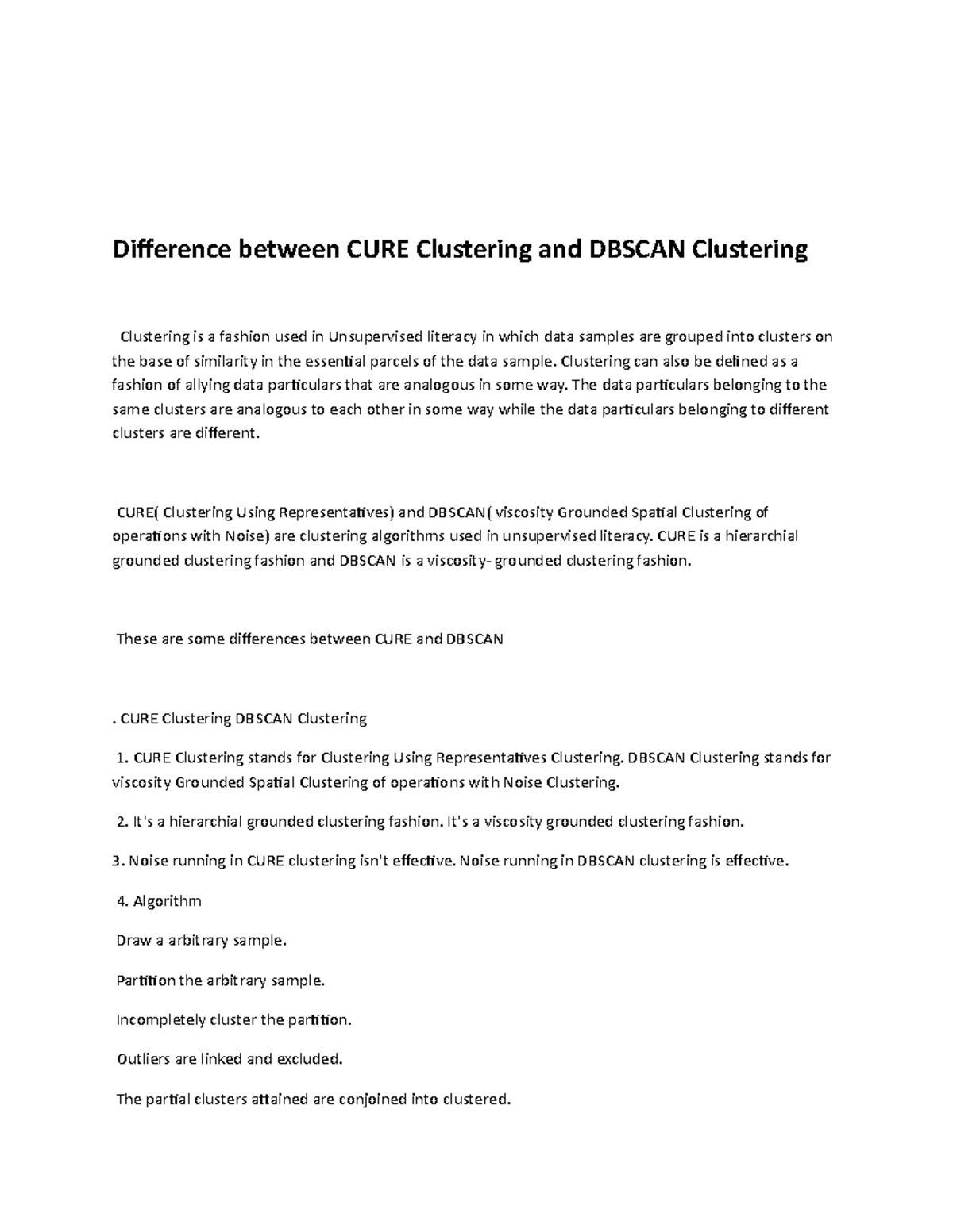 Difference Between Cure Clustering And Dbscan Clustering Difference Between Cure Clustering