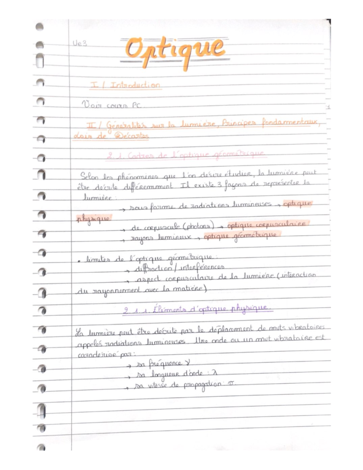 Cours d'optique Licence 1 Chimie Sciences de la Vie - Optique - Studocu