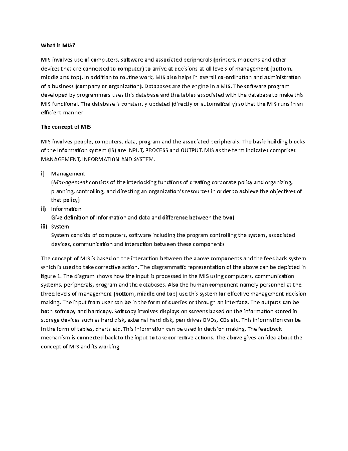 MIS notes (2) - management information system - What is MIS? MIS ...