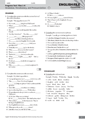 Unit 3 A,B - English file 3 test - 3 Grammar, Vocabulary, and ...