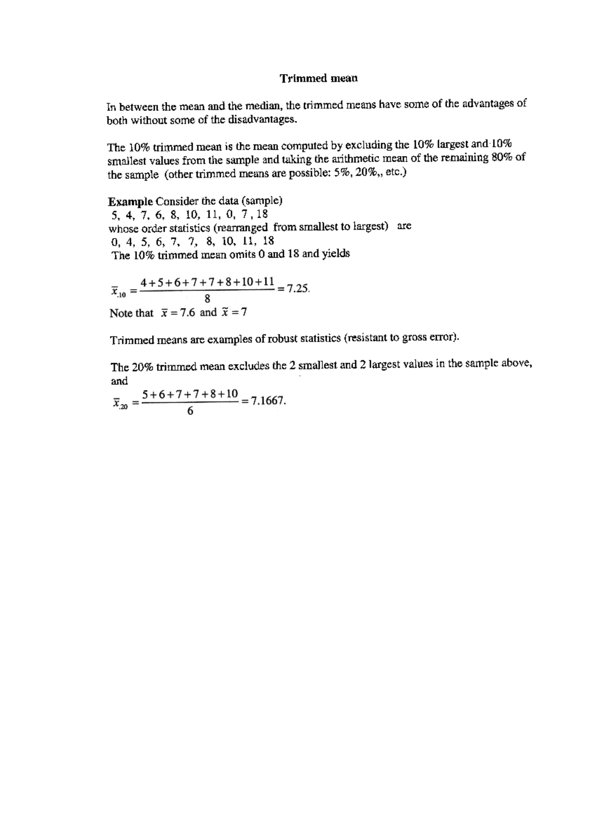 Trimmed Mean - lecture - Data Mining - Studocu