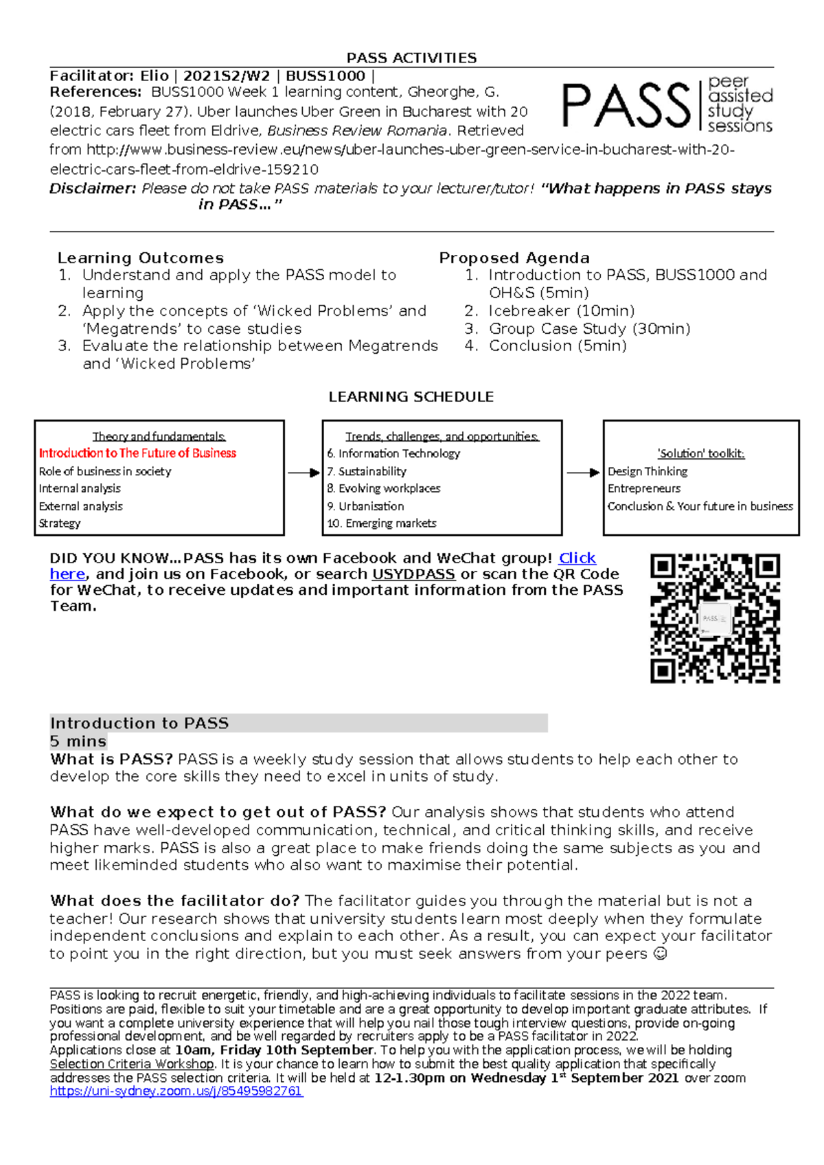 [W2] Introduction to future of business - PASS ACTIVITIES Facilitator ...