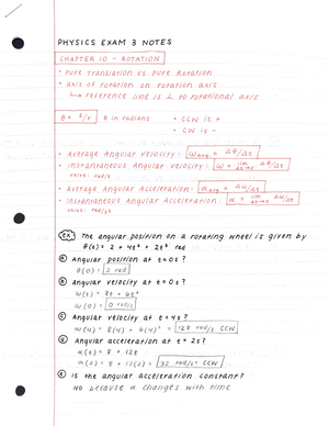 Physics I Exam 1 Notes - Course taught by Professor Mitchell Wayne ...