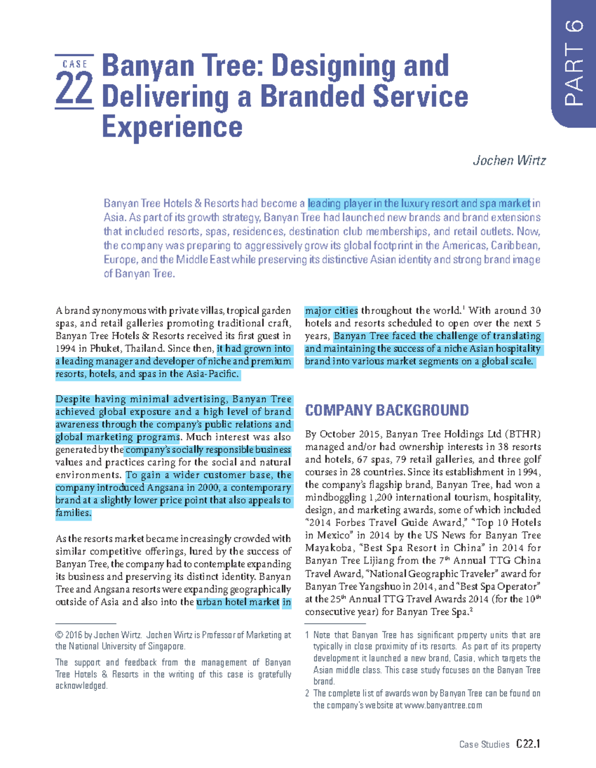 Banyan Tree Case - case - PART 6 Case Studies C22. Banyan Tree: Designing and Delivering a ...