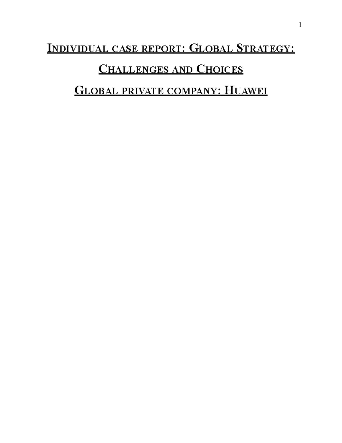 Individual case report 3000 - INDIVIDUAL CASE REPORT: GLOBAL STRATEGY ...