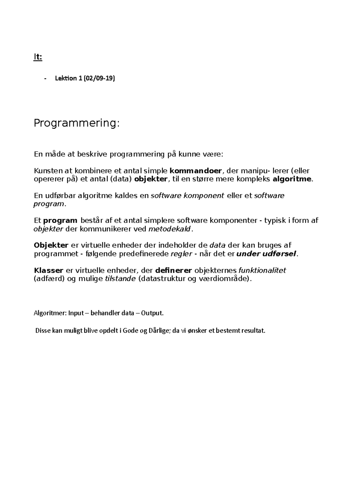 Info og betegnelse af symboler - It: Lektion 1 (02/09-19) Programmering ...