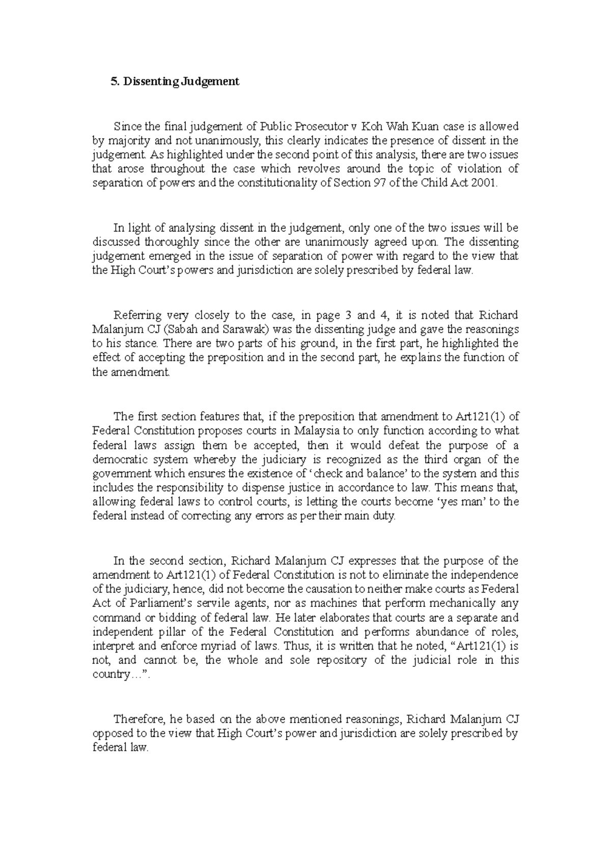 Consti C-Koh Wah Kuan-Dissenting Judgement - 5. Dissenting Judgement ...