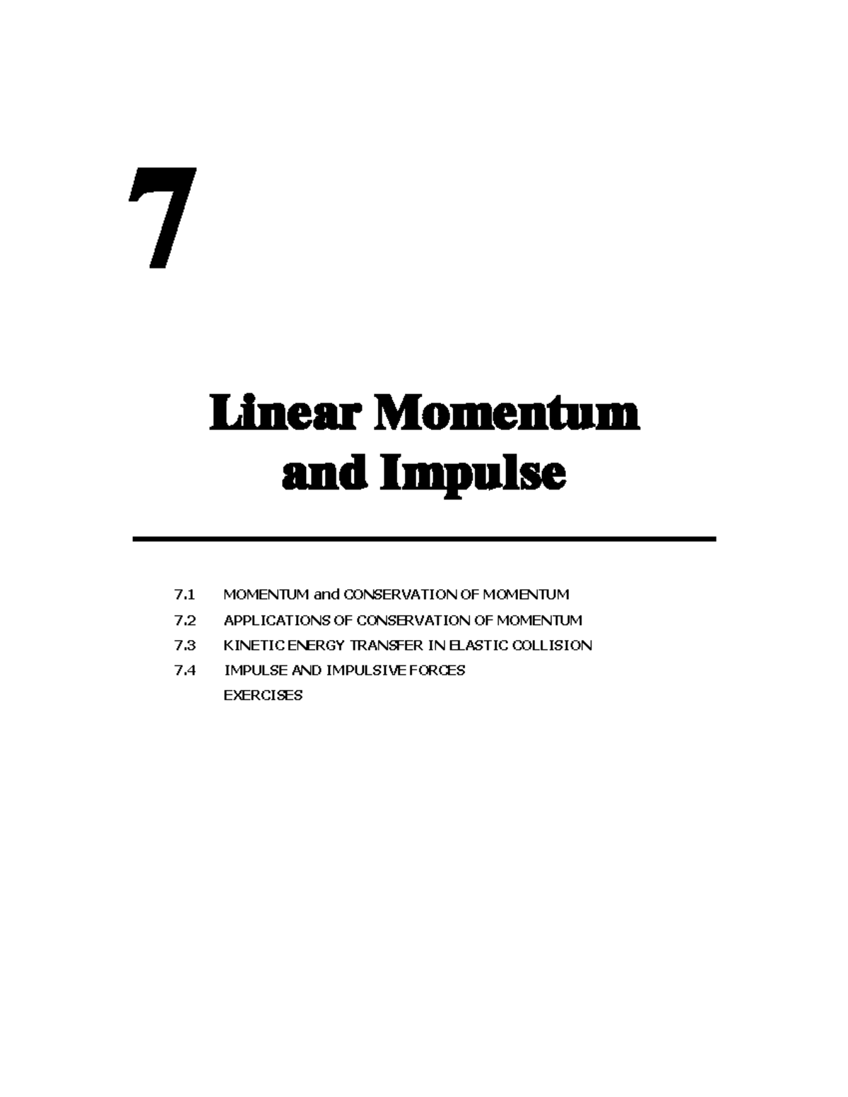 Mechanics Lecture 7 - Notes on Linear Momemtum and Impulse - 7 Linear ...
