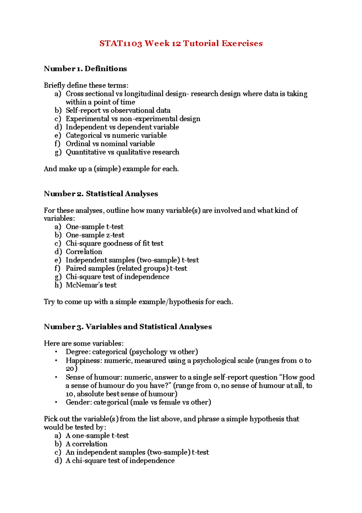 STAT1103 Week 12 Tutorial Exercises!!!!!!!! - STAT1103 Week 12 Tutorial ...