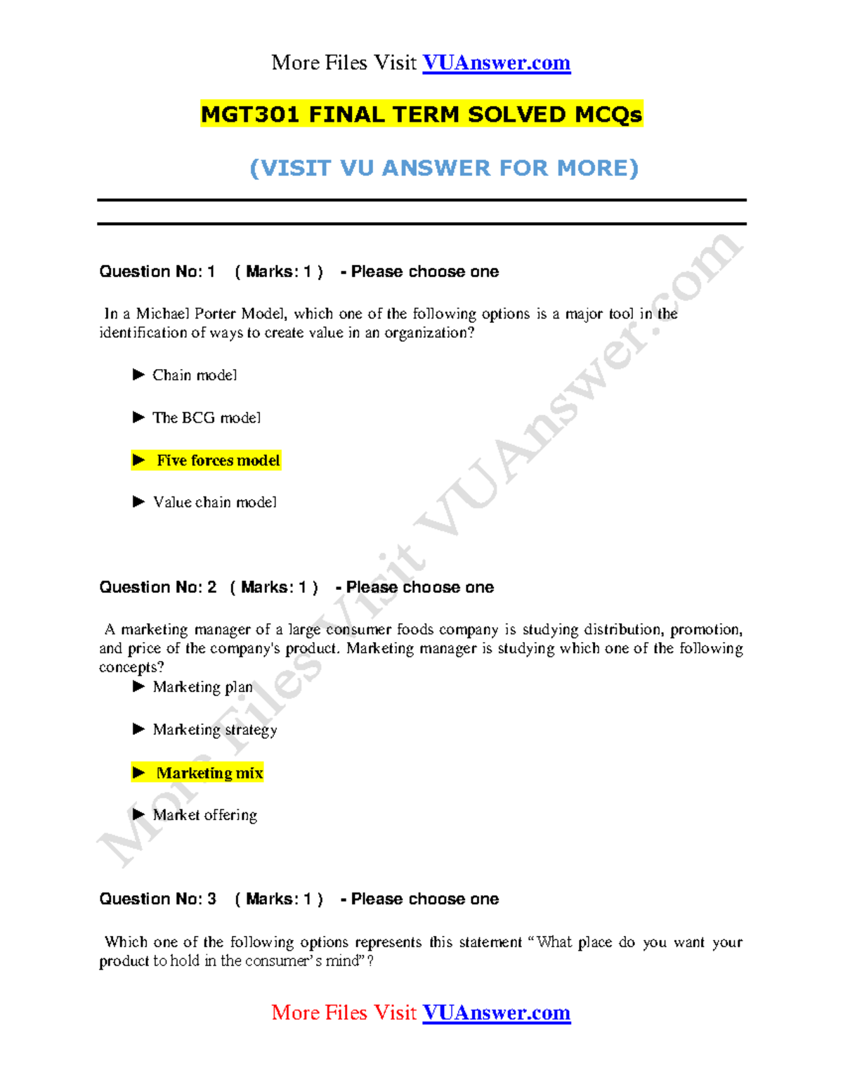 MGT301 Final TERM Solved MCQs File VUAnswer - MGT301 FINAL TERM SOLVED MCQs (VISIT VU ANSWER FOR ...