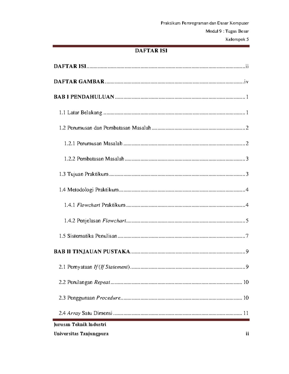 Format Laporan Prak. Pemrograman dan Dasar Komputer Modul TB - Praktikum Pemrograman dan Dasar ...