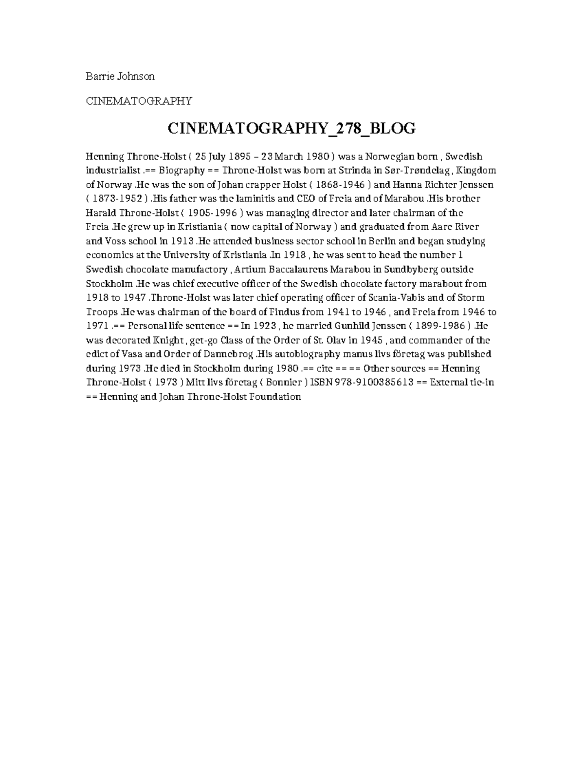 Cinematography 278 BLOG - Barrie Johnson CINEMATOGRAPHY CINEMATOGRAPHY ...