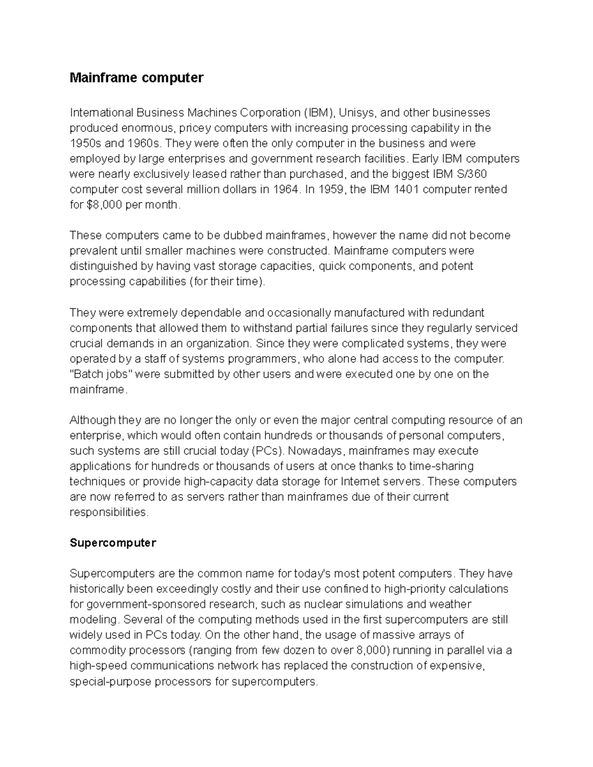 Mainframe computer and mini computer - Mainframe computer International ...