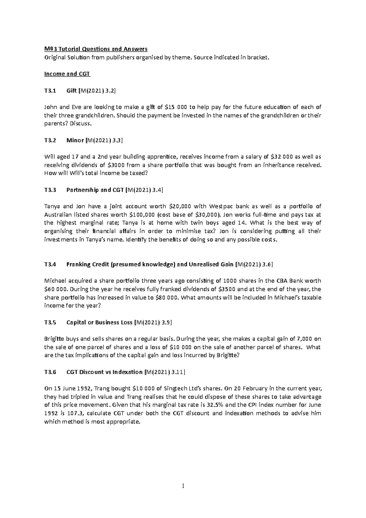 Tutorial M03 Questions - M0 3 Tutorial Questions and Answers Original ...