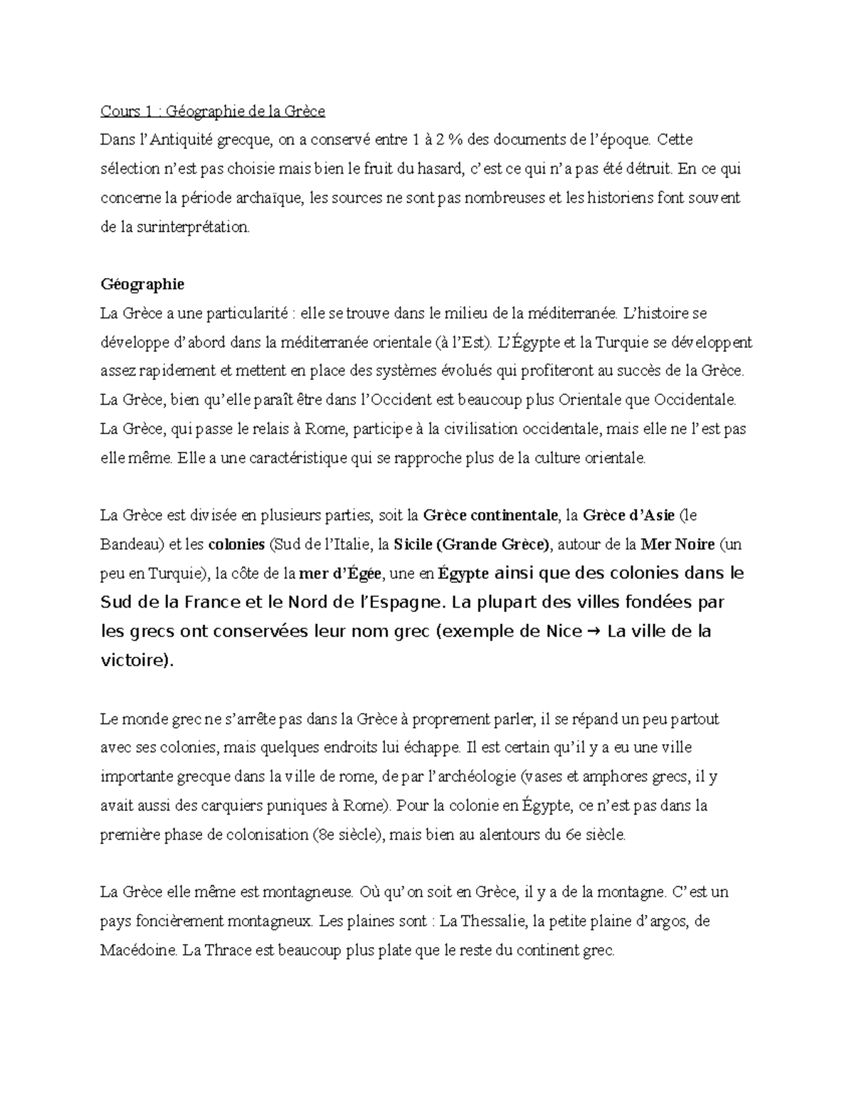 HST-2110 Notes de cours - Cours 1 : Géographie de la Grèce Dans l ...
