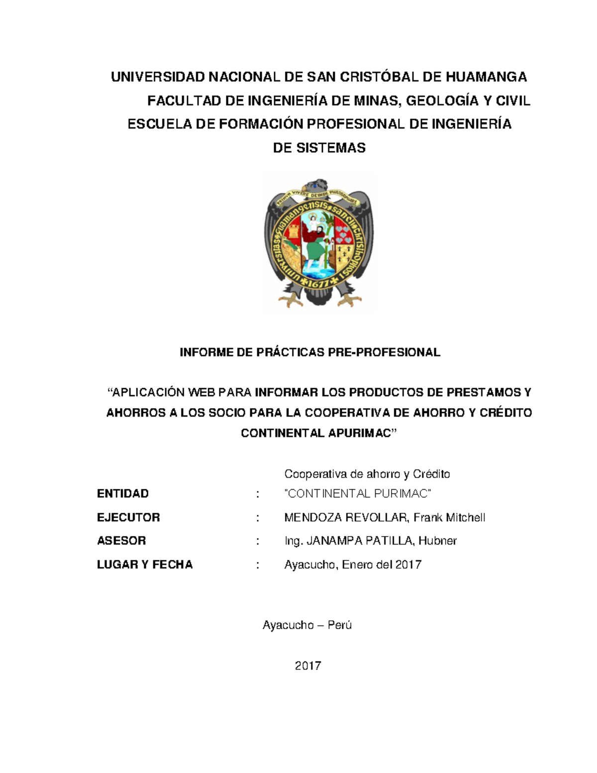 Practicas - CXCXC - UNIVERSIDAD NACIONAL DE SAN CRISTÓBAL DE HUAMANGA ...