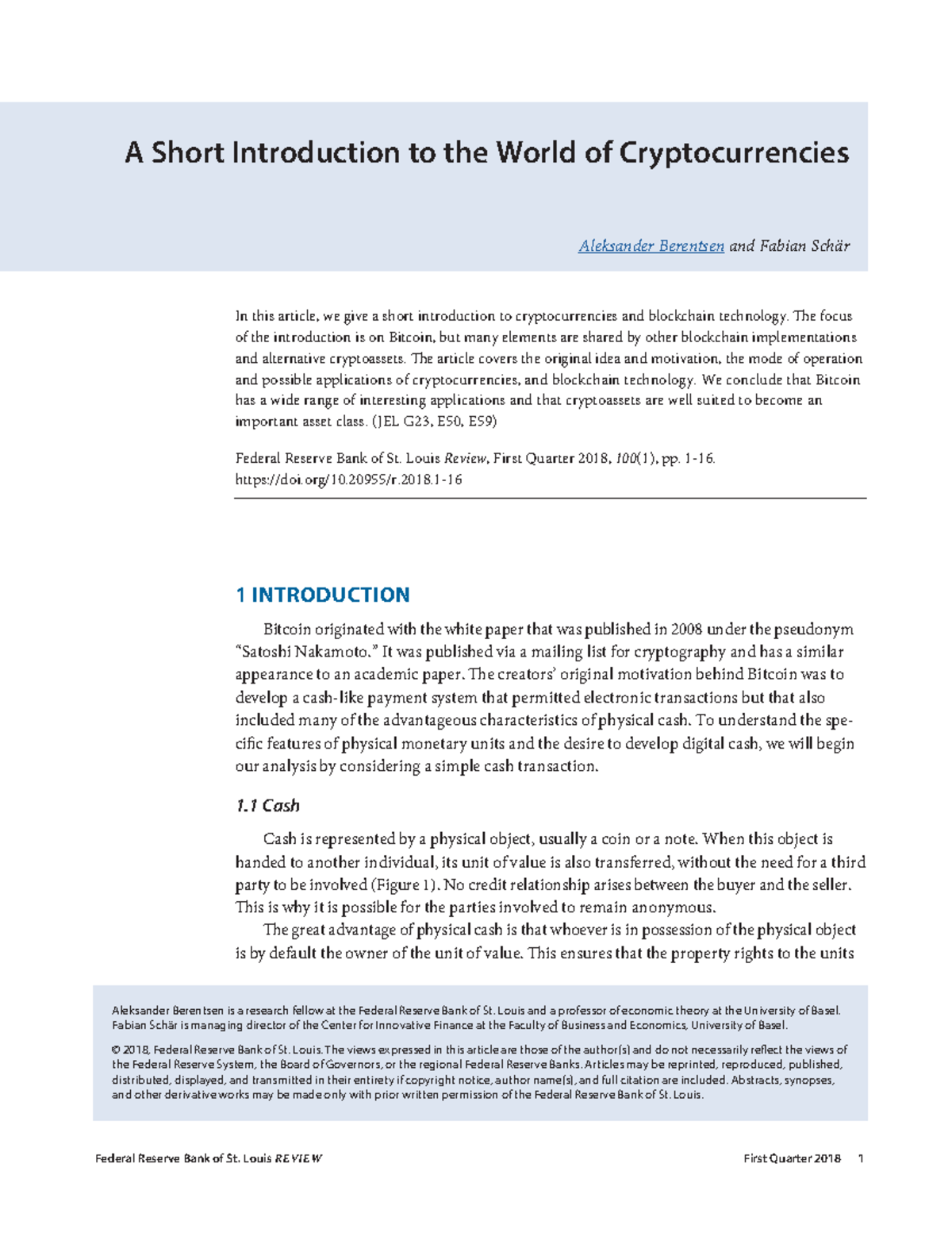 A Short Introduction to the World of Cryptocurrencies - ” It was ...