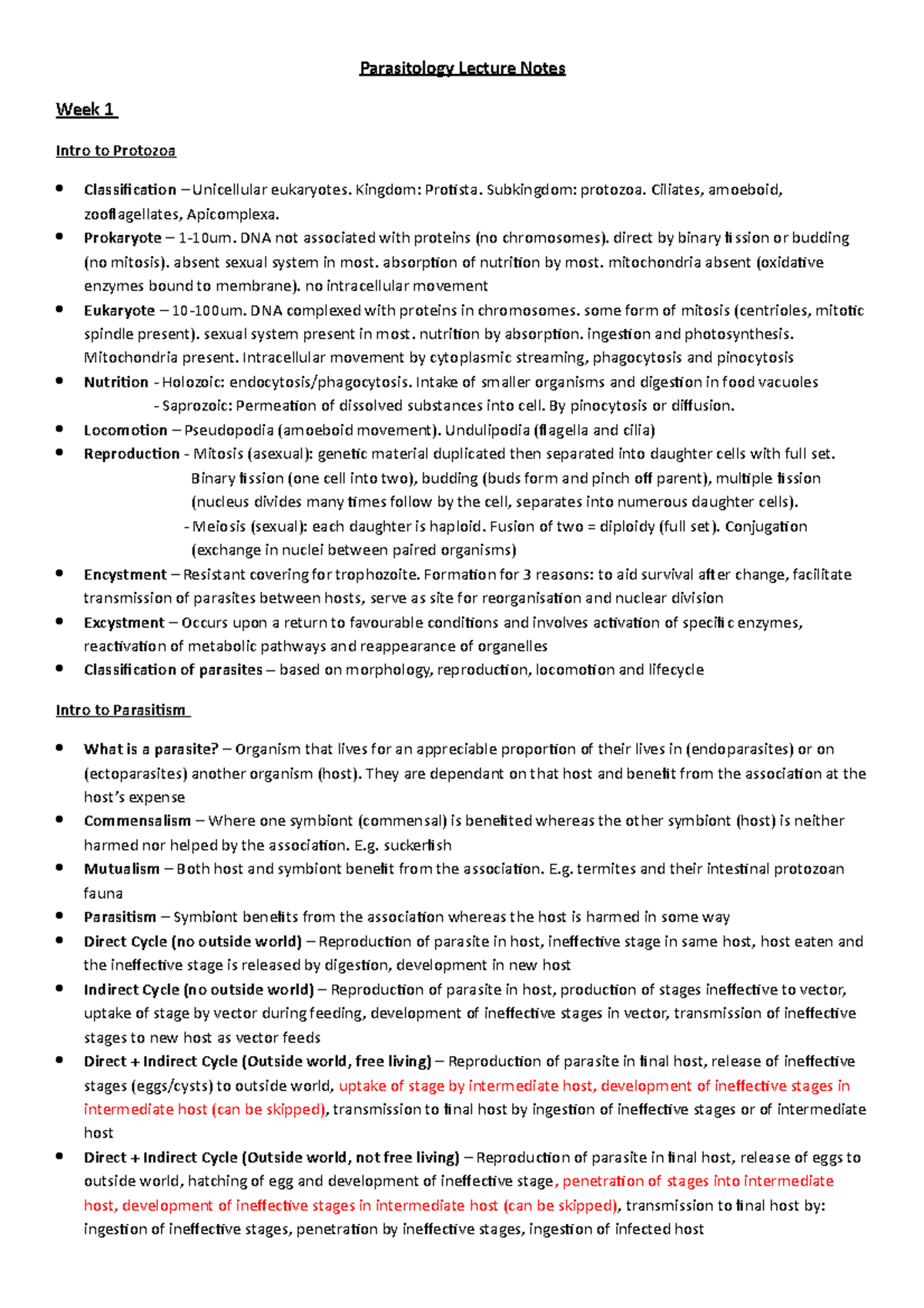 Parasitology Lecture Notes - Kingdom: Protista. Subkingdom: protozoa ...